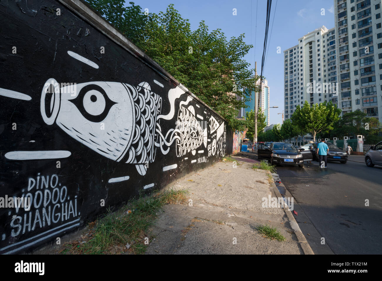 Shanghai, China - 08 18 2016: Graffiti and Street Art in Mogahnshan ...