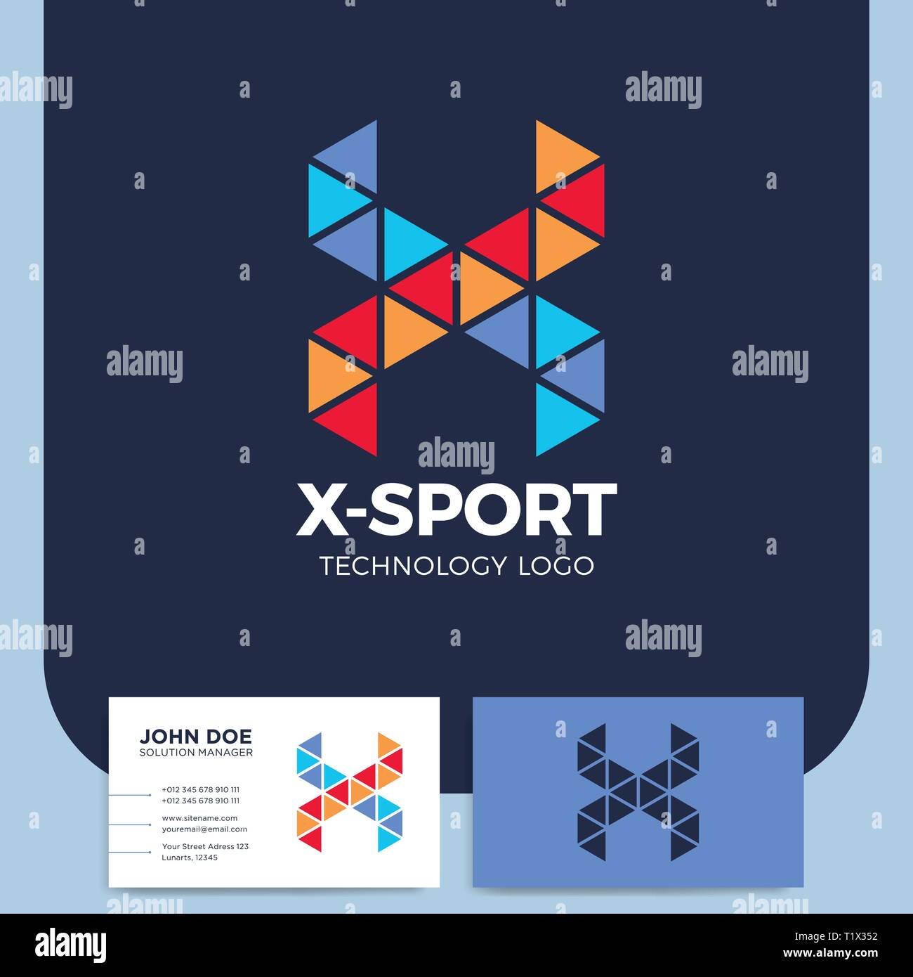 Abstract letter X origami style logo template. Extreme sports sign ...