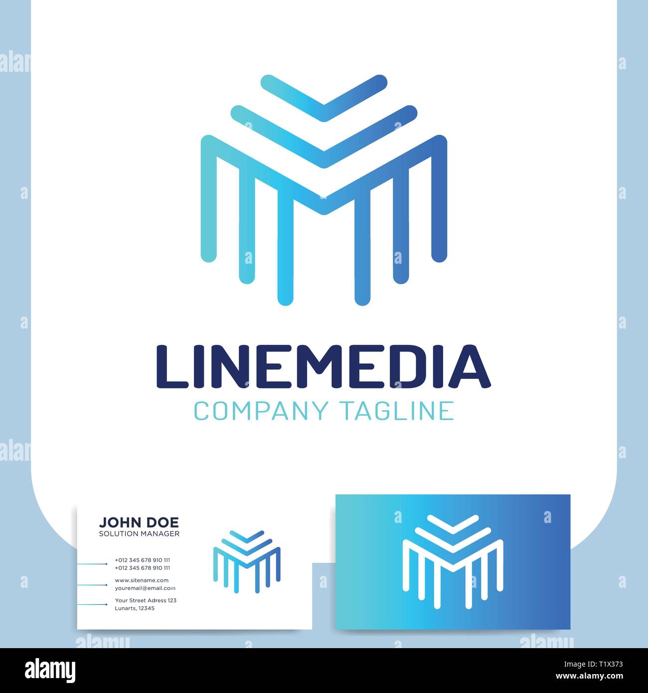 Initial Letter M logo Connected Line symbol. Design Template Element ...