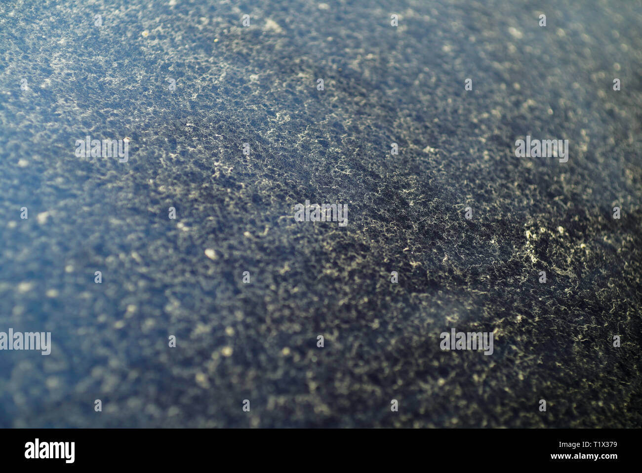 Dust on cars blue hood Stock Photo - Alamy