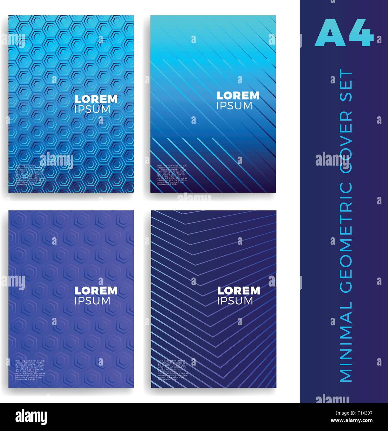 Four colorful covers collection in flat design. Vector poster of bright ...