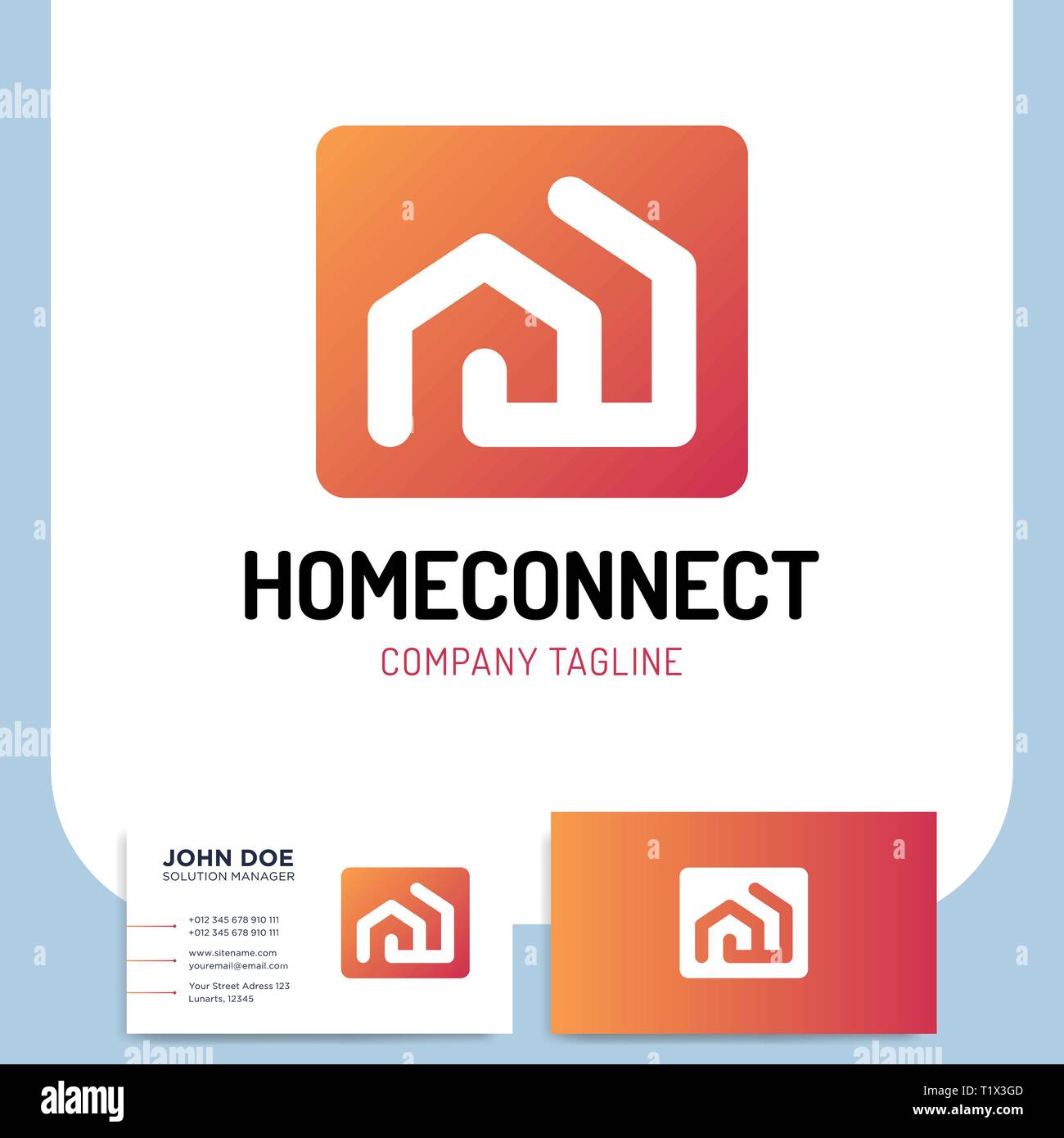 Isolated vector two line style home connect logo or building icon Stock ...