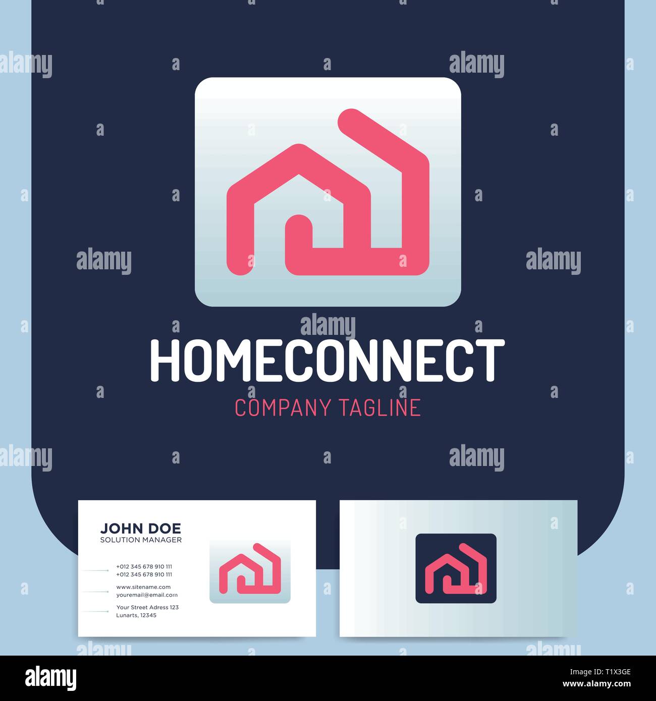 Isolated vector two line style home connect logo or building icon Stock ...