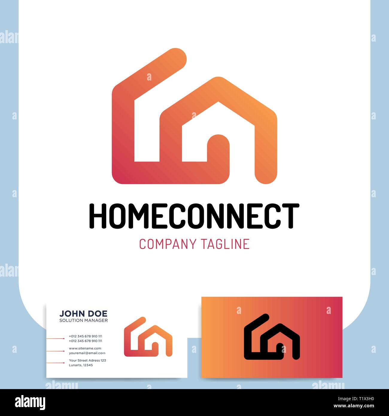 Isolated vector two line style home connect logo or building icon Stock ...