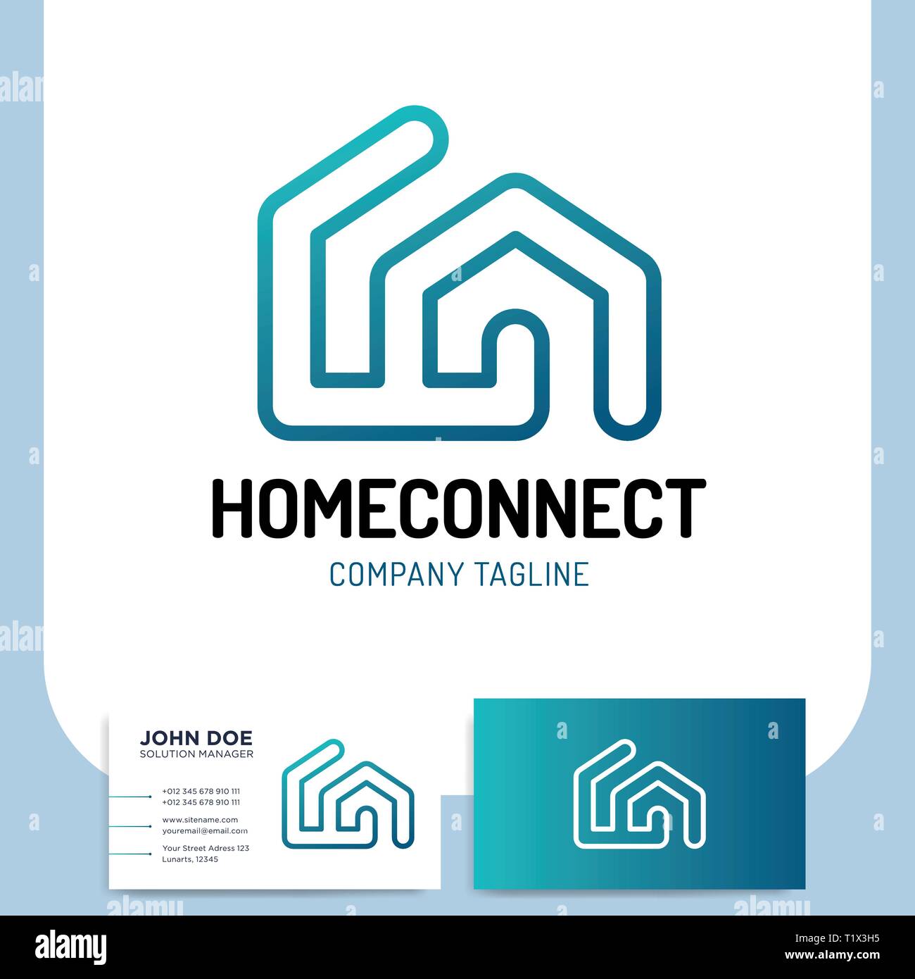 Isolated vector two line style home connect logo or building icon Stock ...