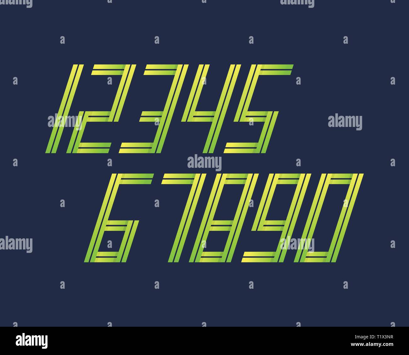 Geometric font line digital effect design numbers Space futuristic ...