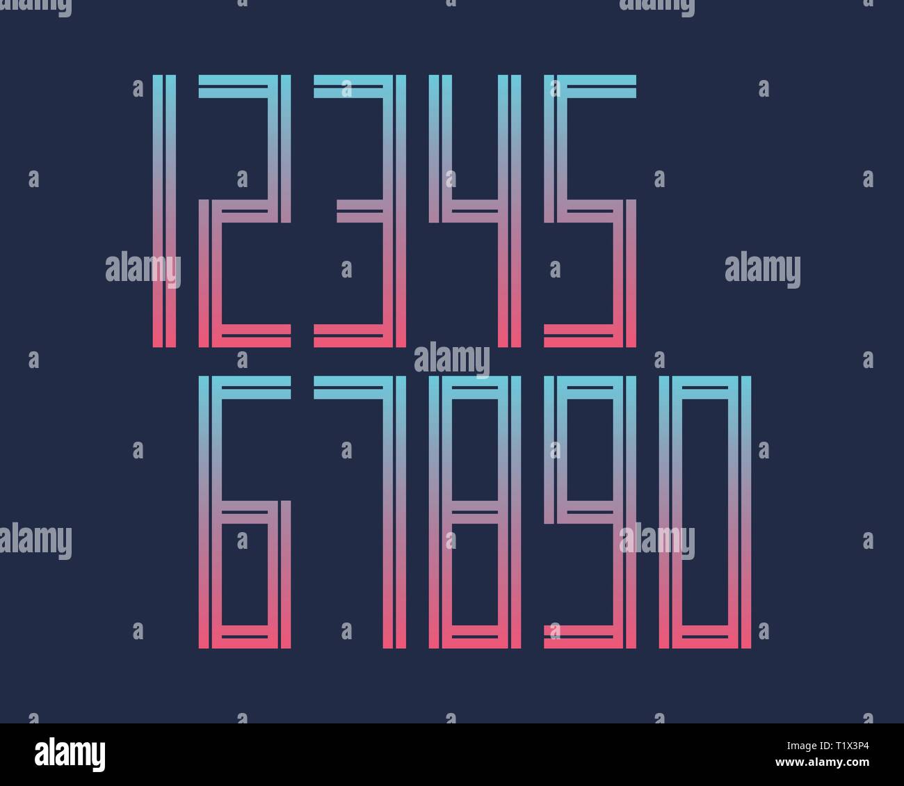 Geometric font line digital effect design numbers Space futuristic ...