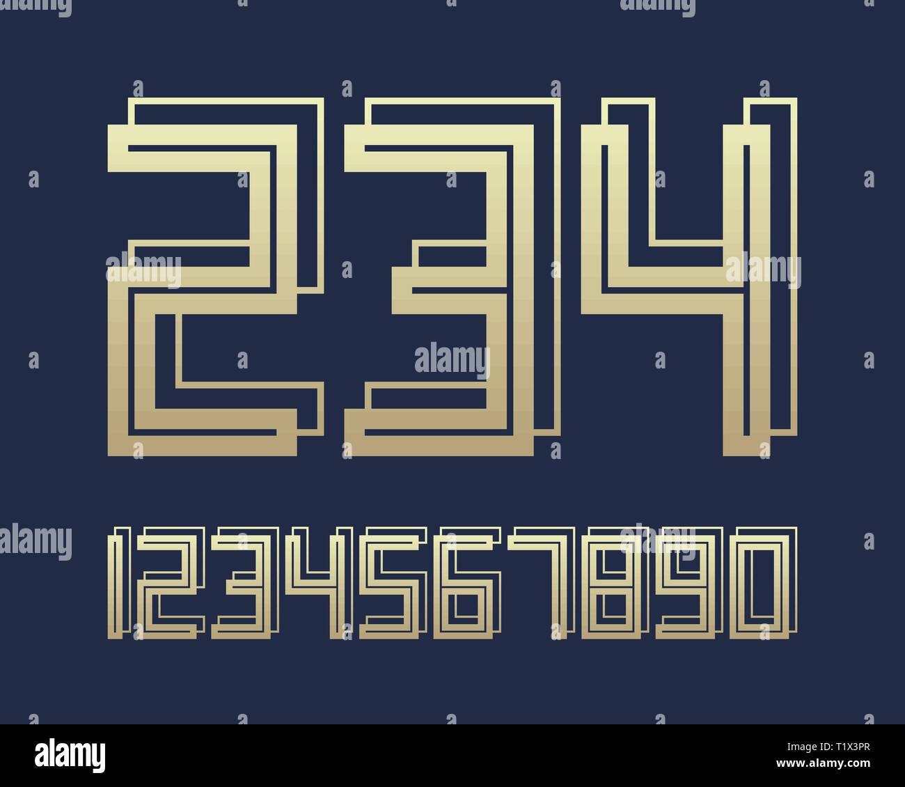 Geometric font 3d effect design numbers Space futuristic style Vector ...