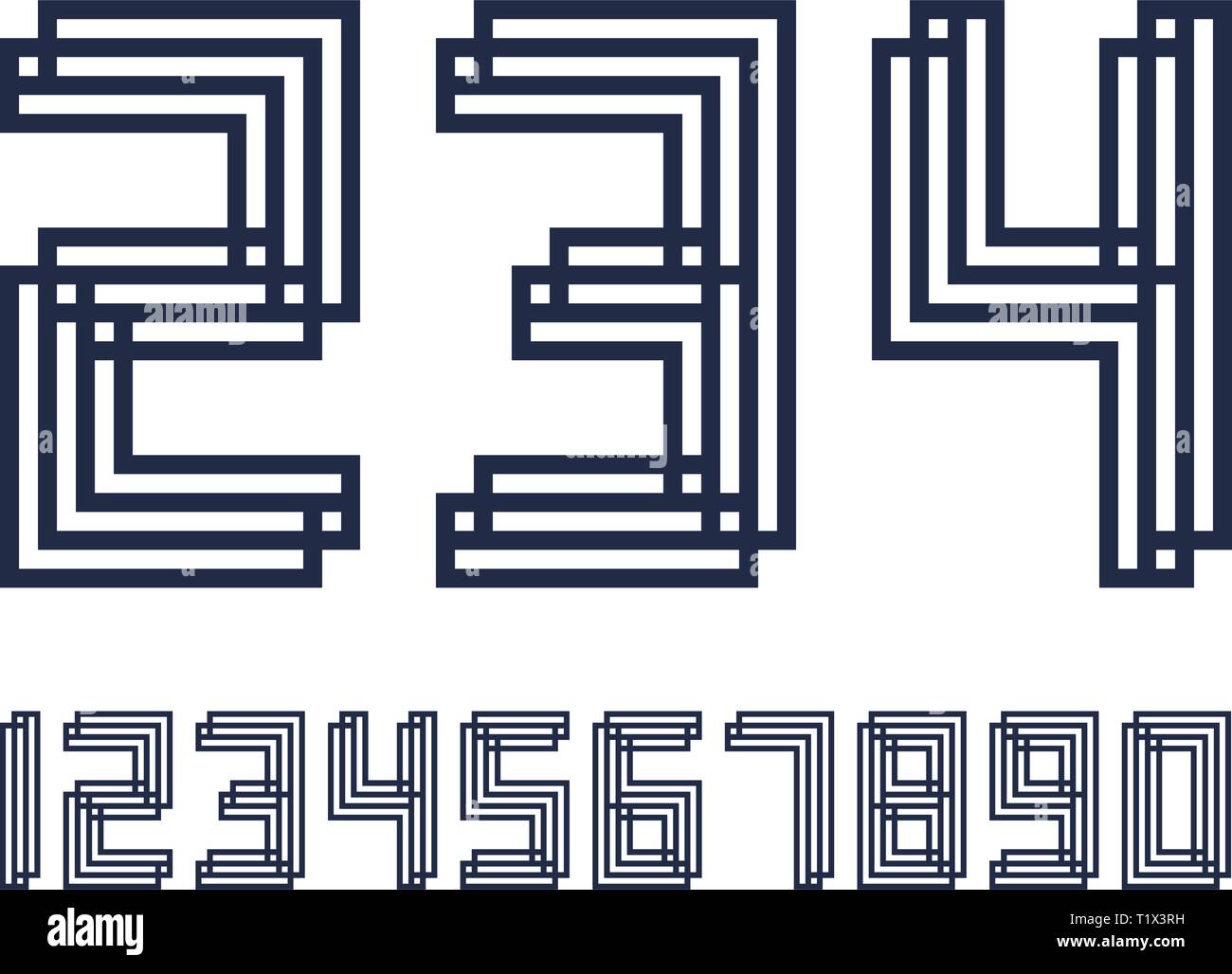 Geometric font line digital effect design numbers Space futuristic ...