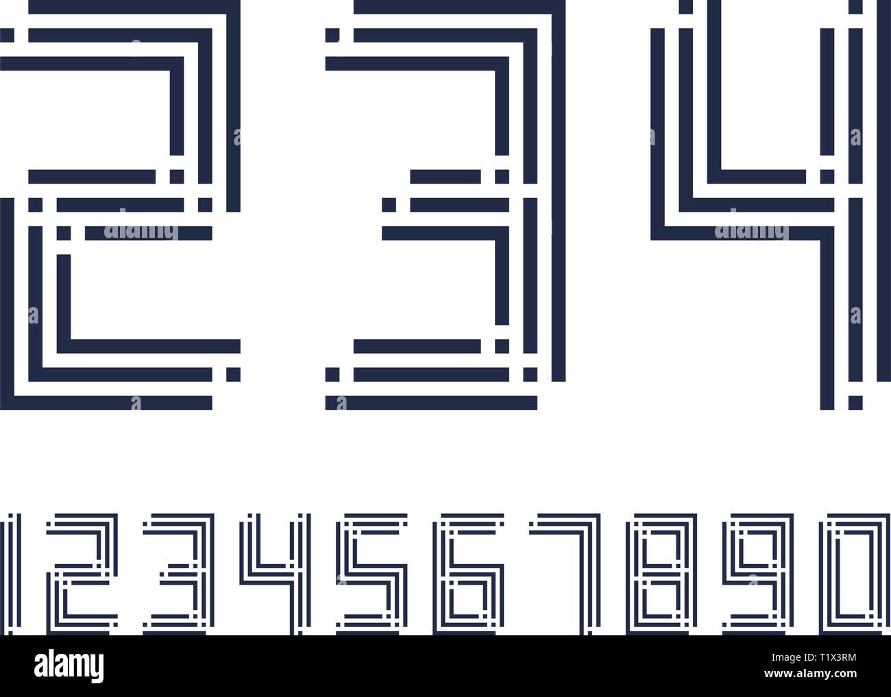 Geometric font line digital effect design numbers Space futuristic ...