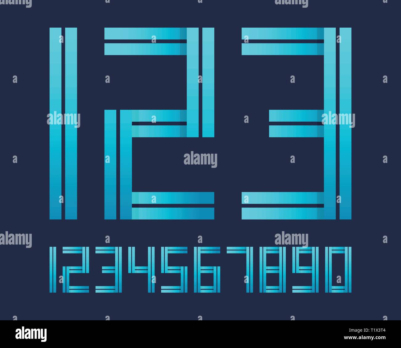 Geometric font line digital effect design numbers Space futuristic ...