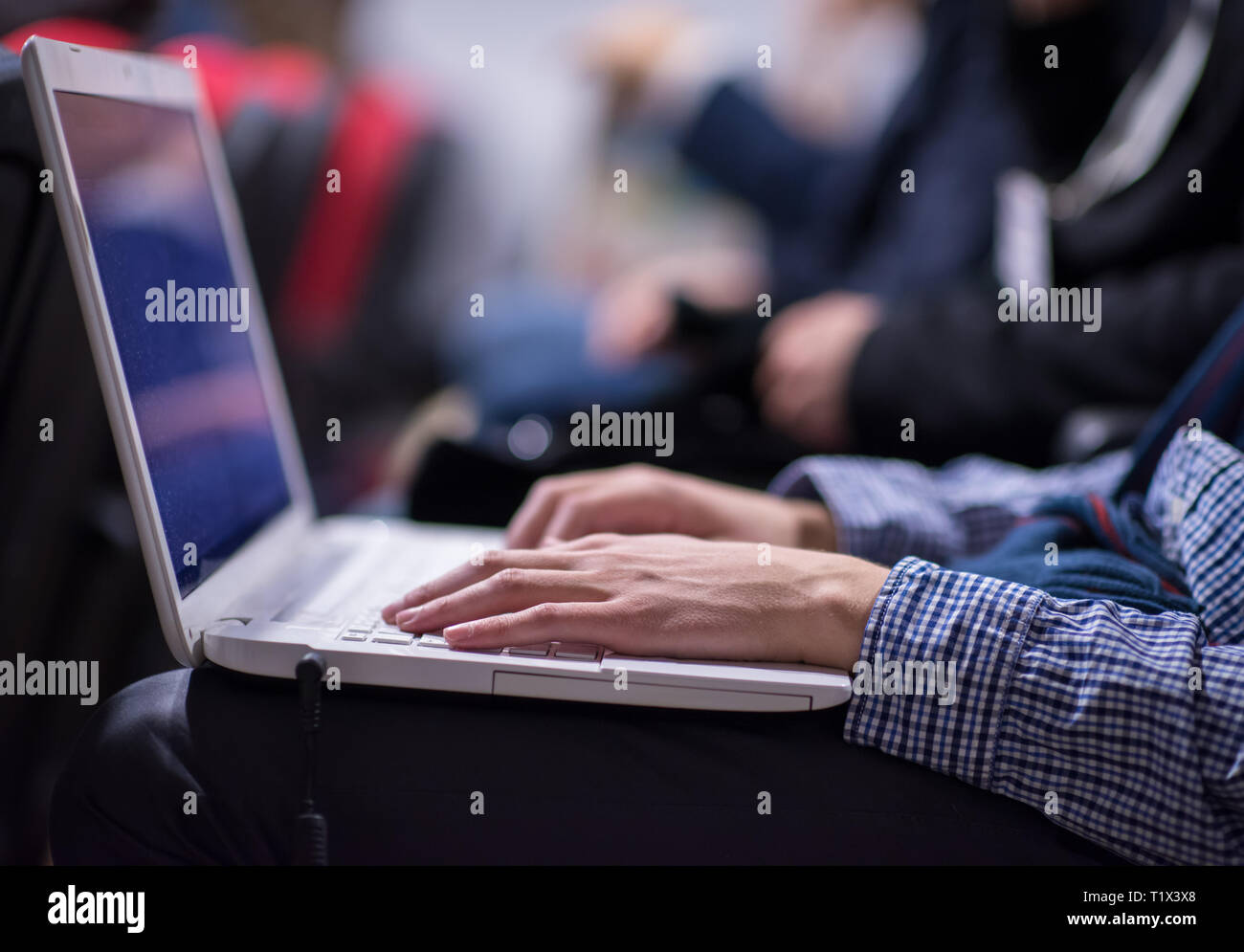 business people hands typing on laptop computer keyboard during the ...