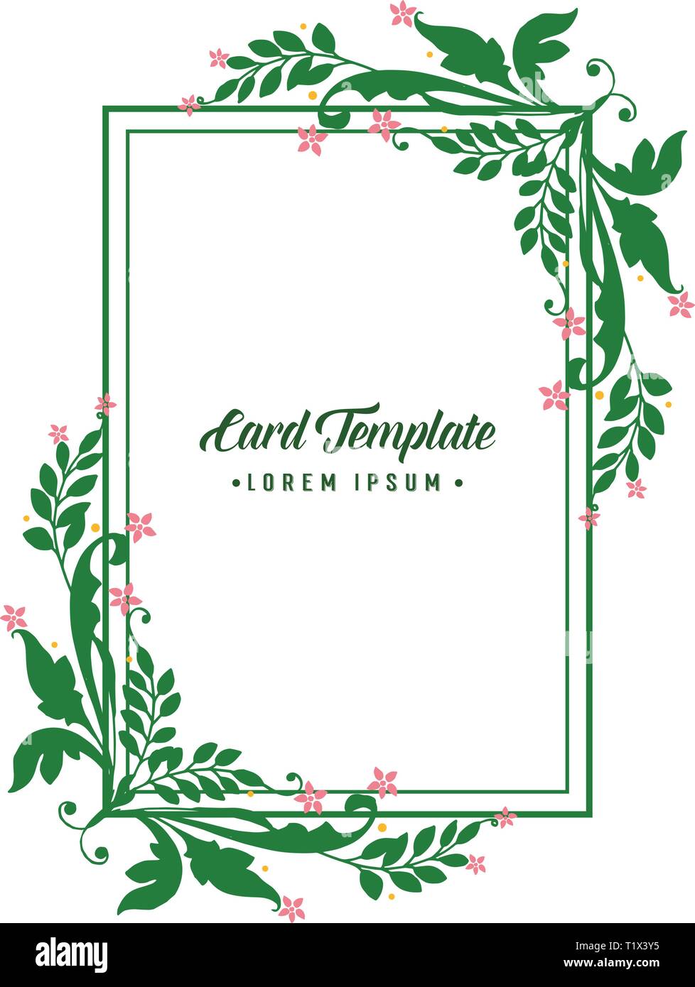 Vector illustration invitation card template with design green leafy ...