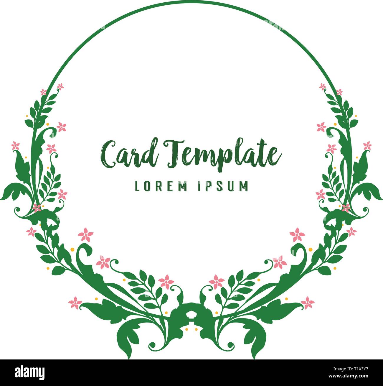 Vector illustration invitation card template with design green leafy ...