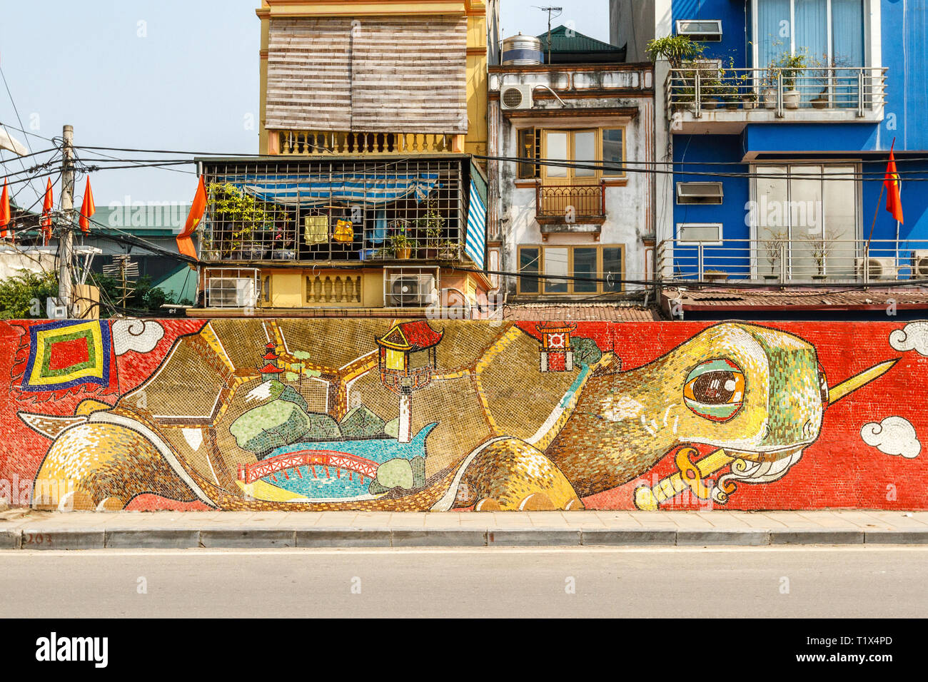 Hanoi Ceramic Mosaic Mural / Hanoi Ceramic Road. Vietnam. Depicting ...