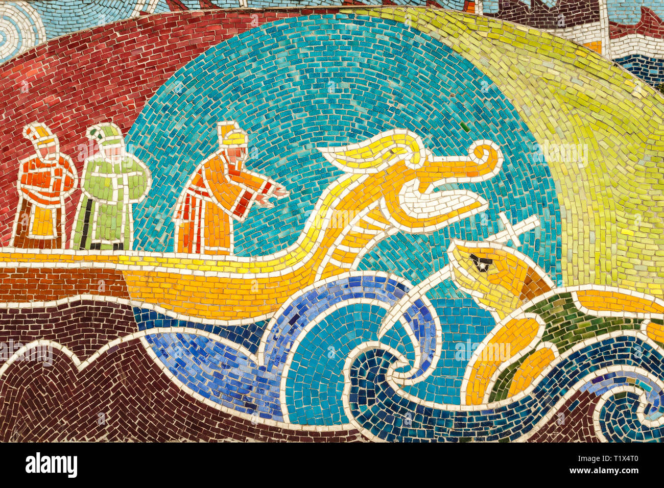 Hanoi Ceramic Mosaic Mural / Hanoi Ceramic Road. Vietnam. Depicting ...