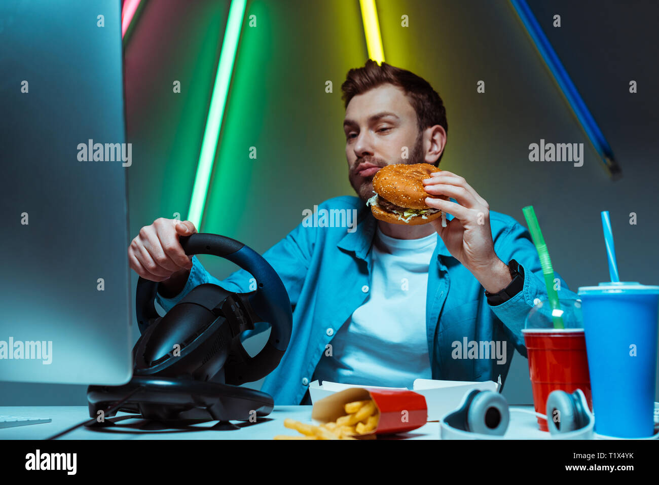 Caucasian young cyber sportsman gamer hi-res stock photography and ...