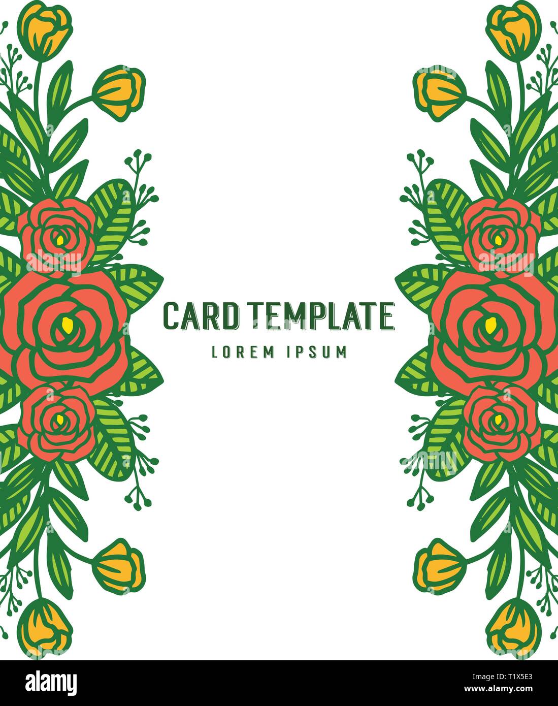 Vector illustration card template with rose flower frames isolated on ...