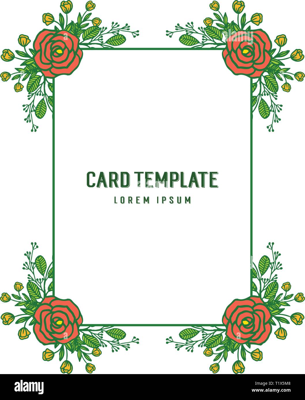 Vector illustration invitation card template design with shape of rose ...