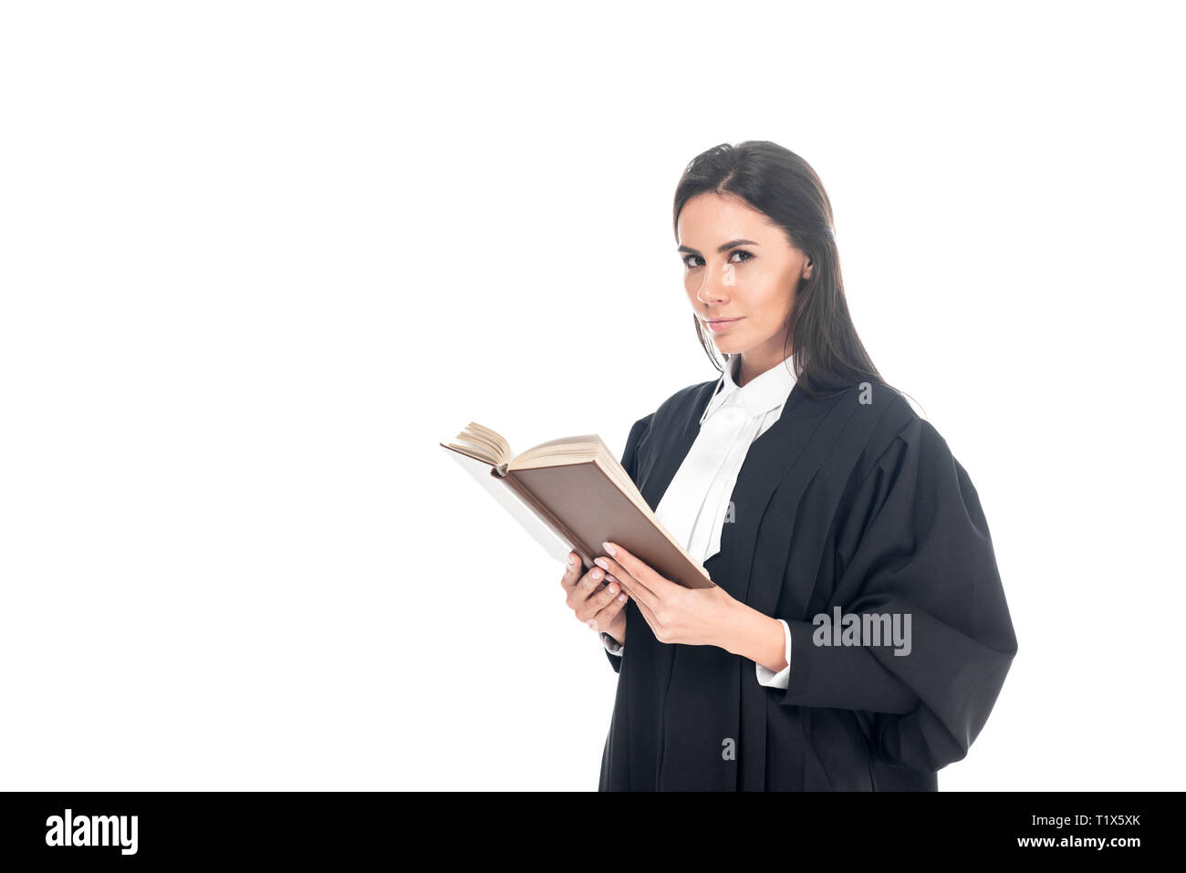 Judge in judicial robe reading book isolated on white Stock Photo - Alamy