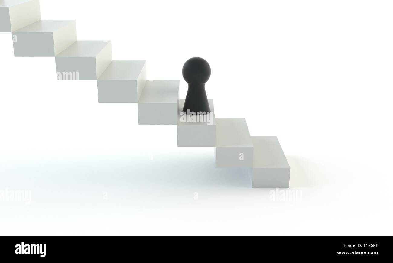 Black game figure go up stairs isolated on white background Stock Photo ...