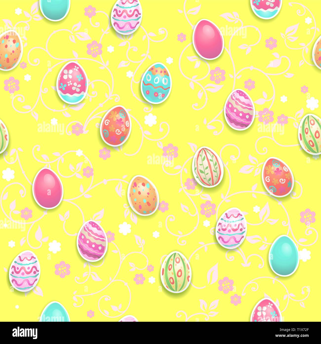 Easter eggs bright yellow poster. Easter holiday template for design ...