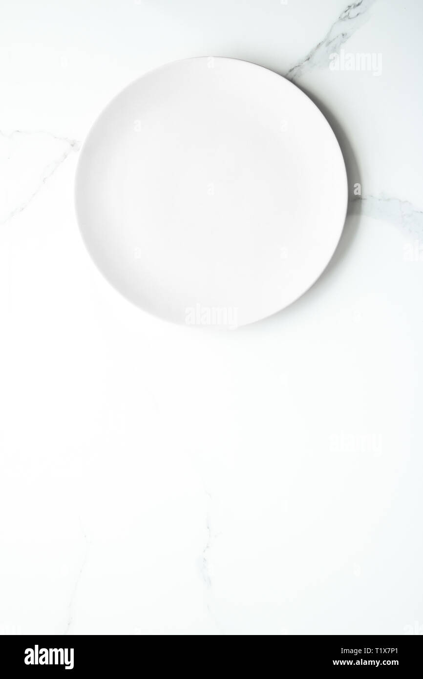 White empty plate on marble, flatlay - stylish tableware, romantic ...