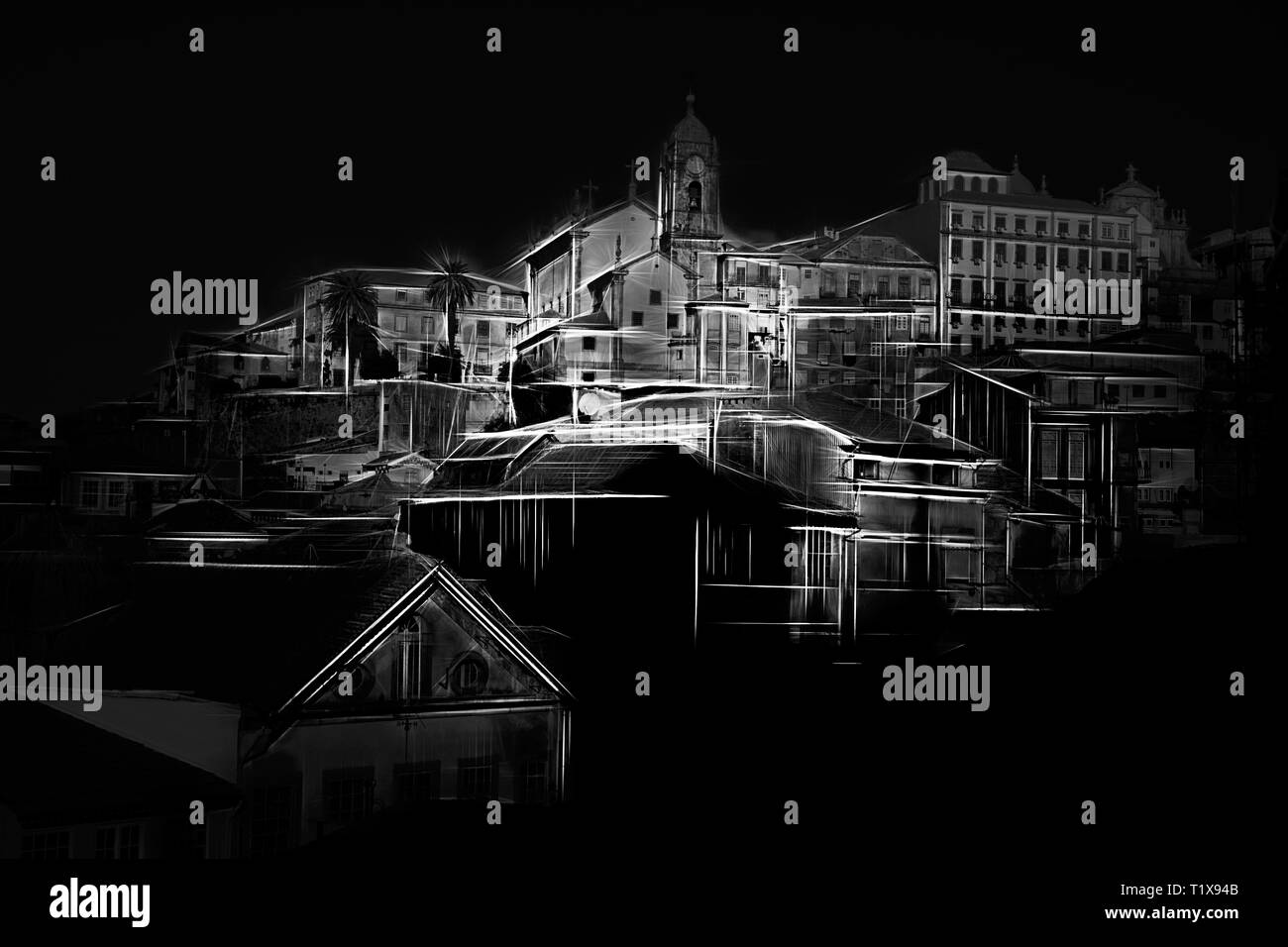 Porto historic center. Unesco world heritage. Digital work Stock Photo ...