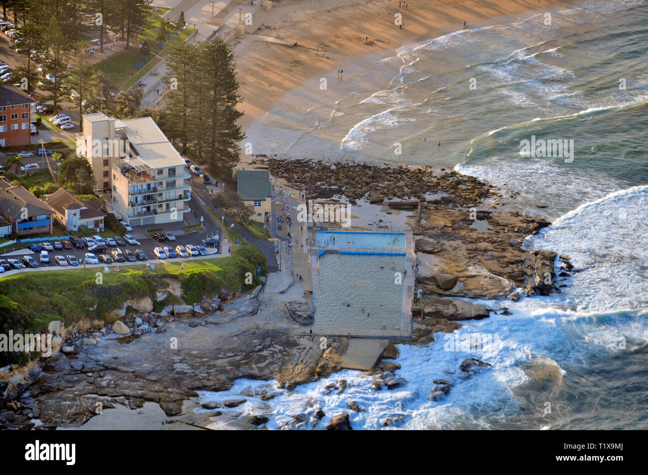 An aerial view of Dee Why ocean swimming pool in Sydneys ocean suburbs ...