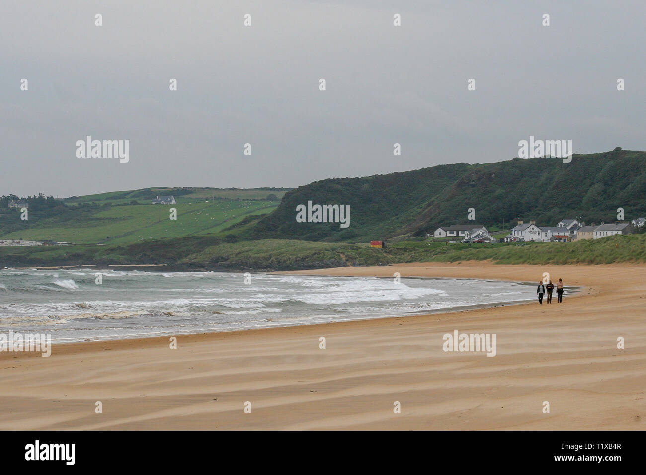 Culdaff beach on the Inishowen peninsula in County Donegal with three ...