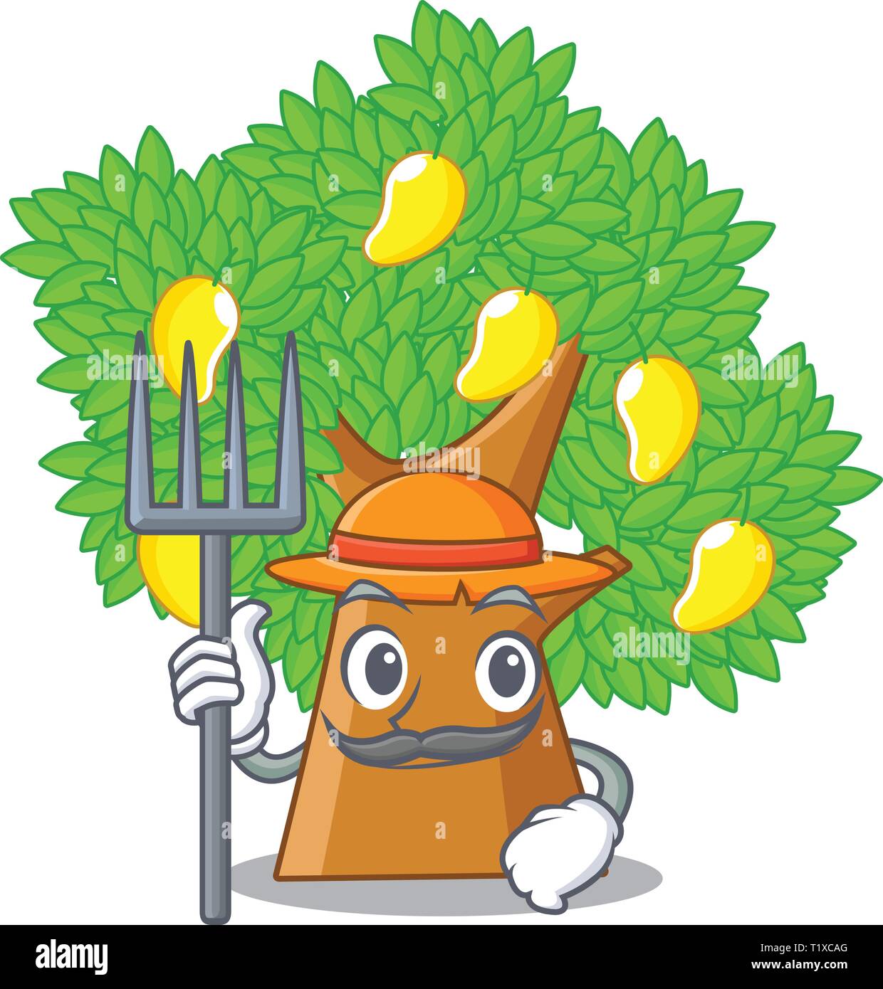 Farmer mango tree isolated with the mascot vector illstration Stock ...