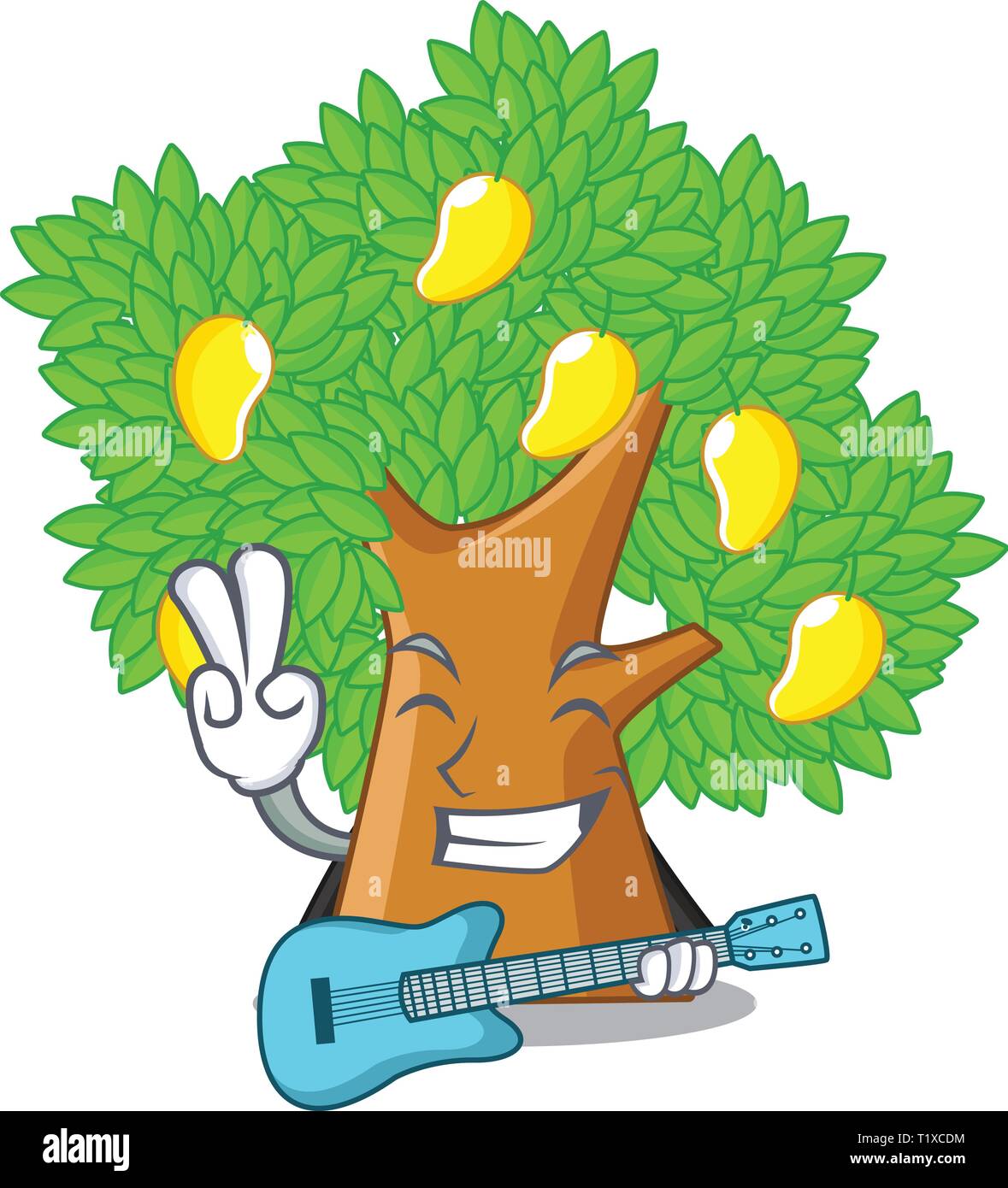 With guitar character mango tree beside the house Stock Vector Image ...