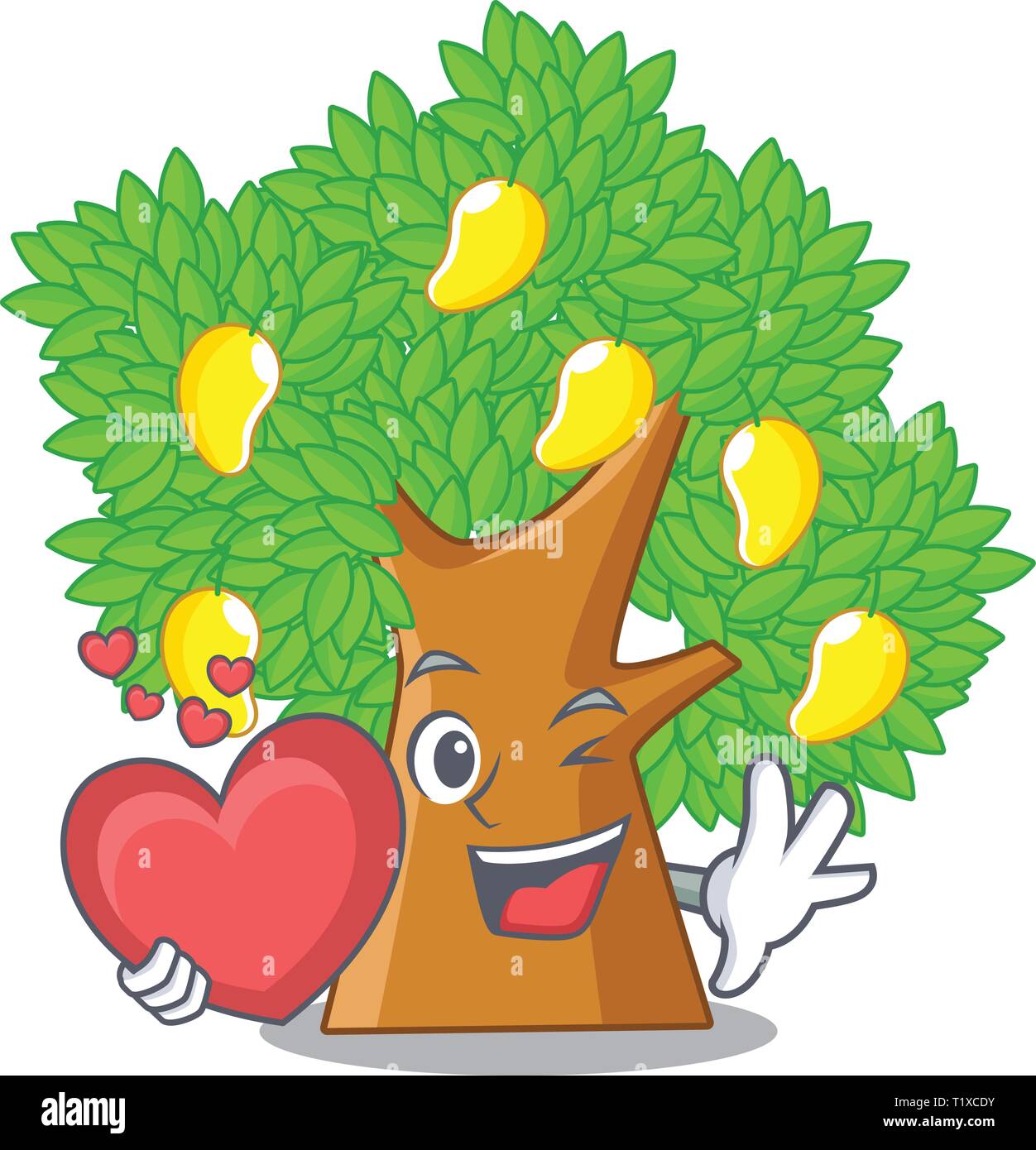 With heart character mango tree beside the house Stock Vector Image ...