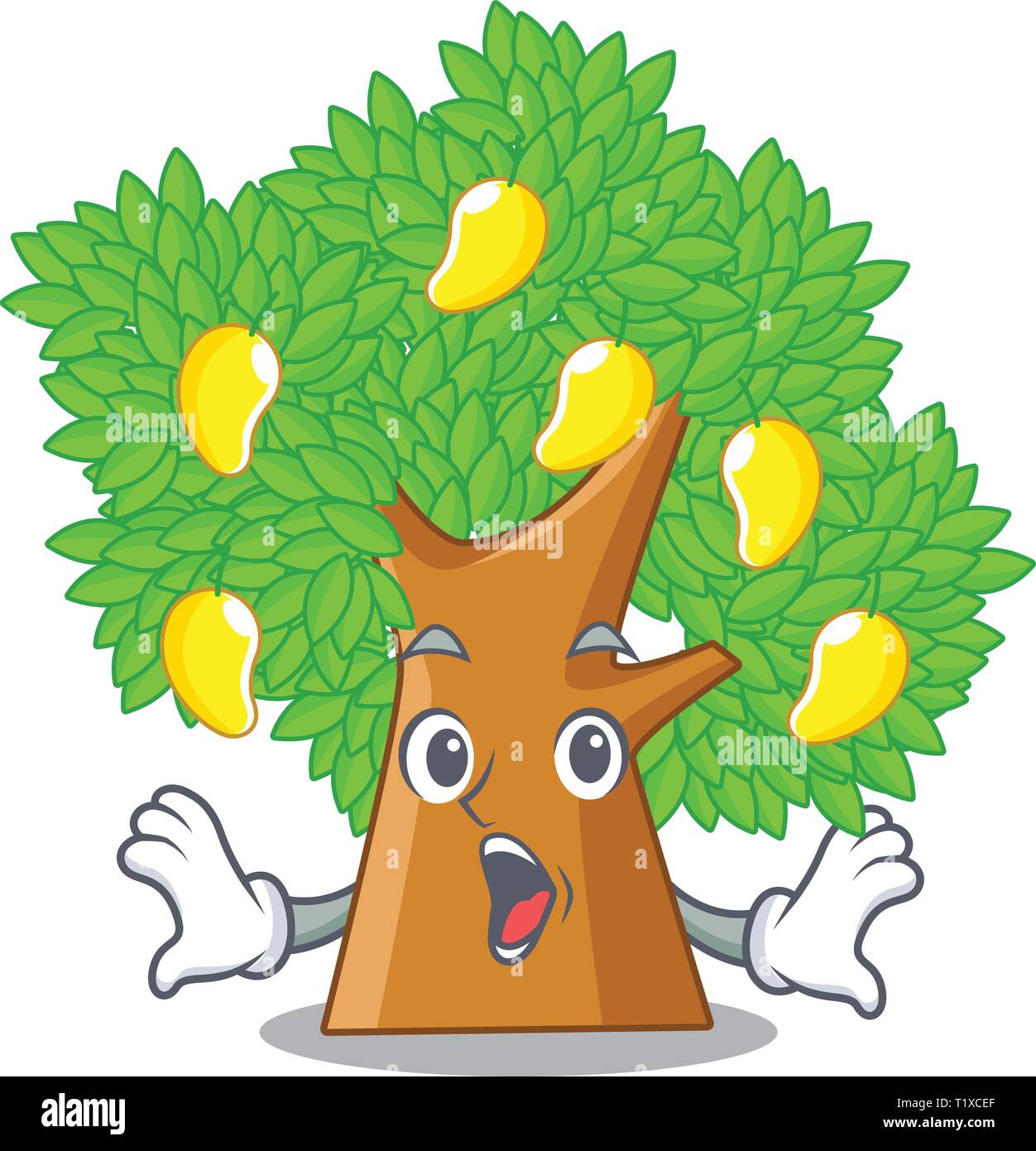 Surprised character mango tree beside the house Stock Vector Image ...