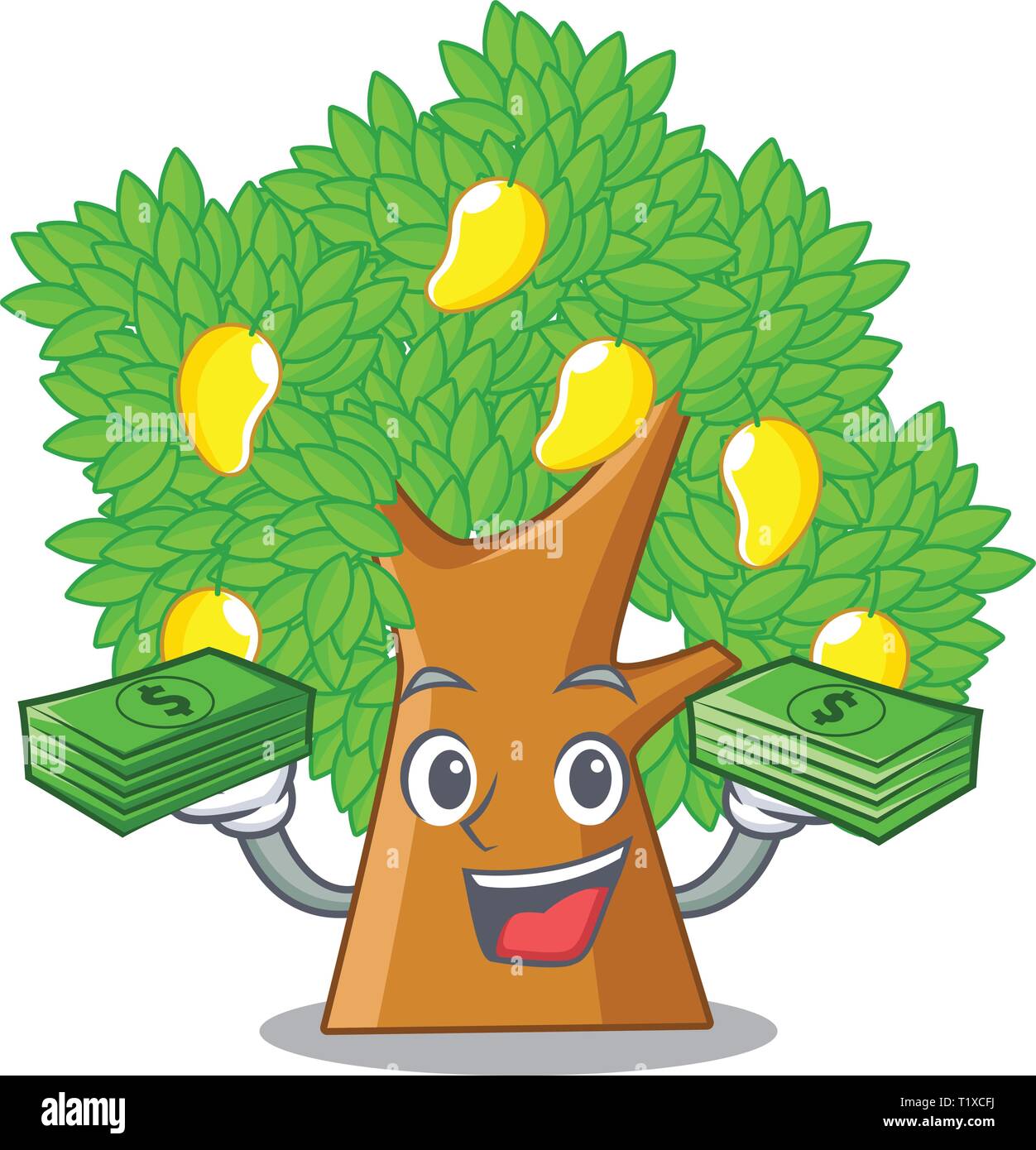 With money bag character mango tree beside the house Stock Vector Image ...