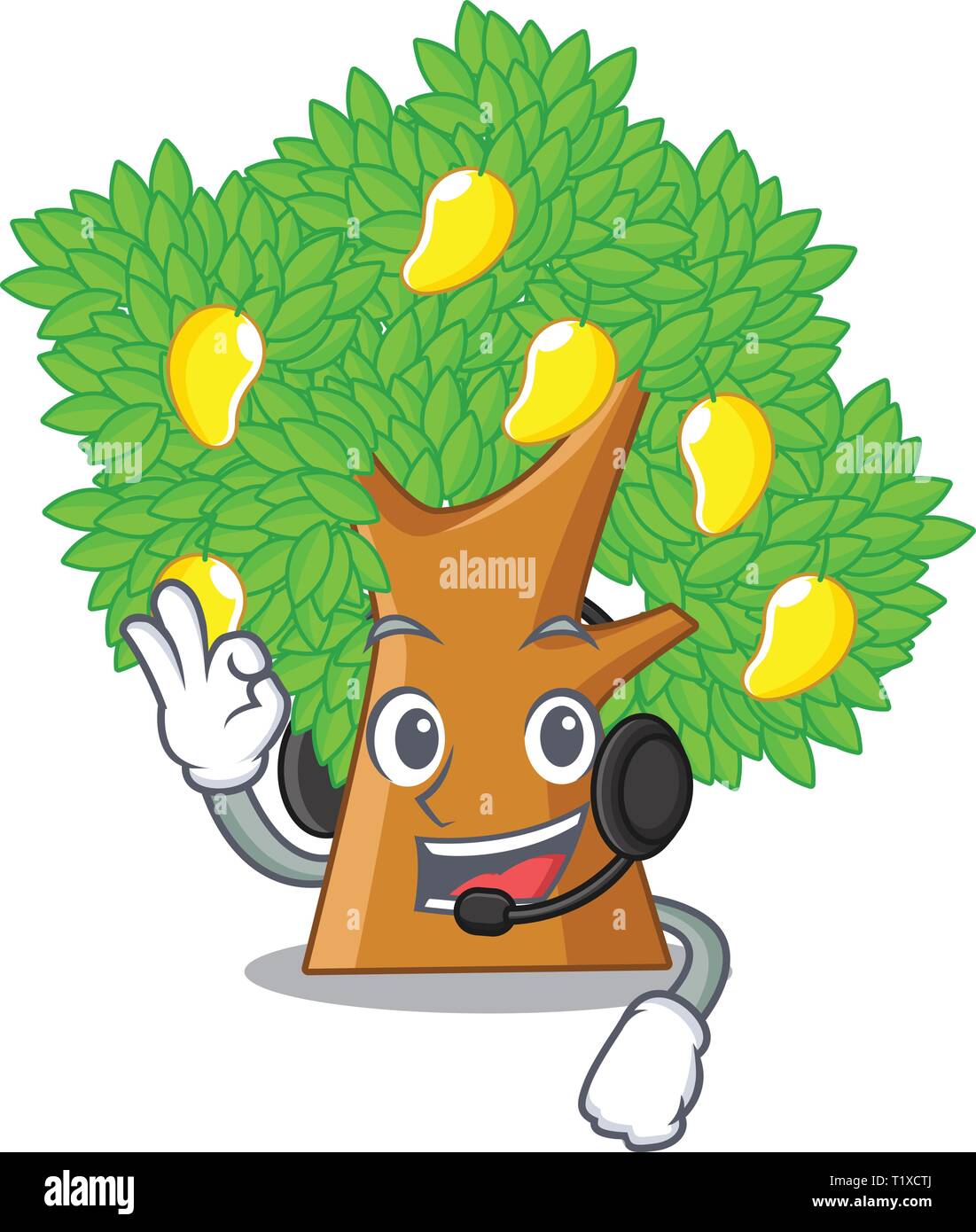 With headphone toy cartoon mango tree above table Stock Vector Image ...