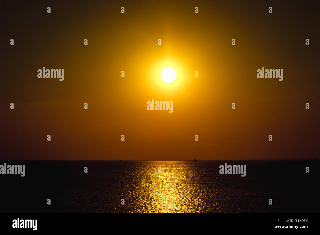 Yellow sunset on the sea. sea sunset background. yellow sky evening ...