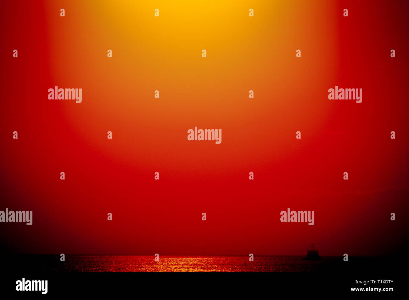 Yellow sunset on the sea. sea sunset background. yellow sky evening ...