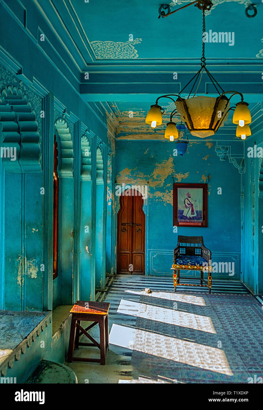 Very famous lobby on the 2nd floor at City Palace,Udaipur,Rajasthan ...