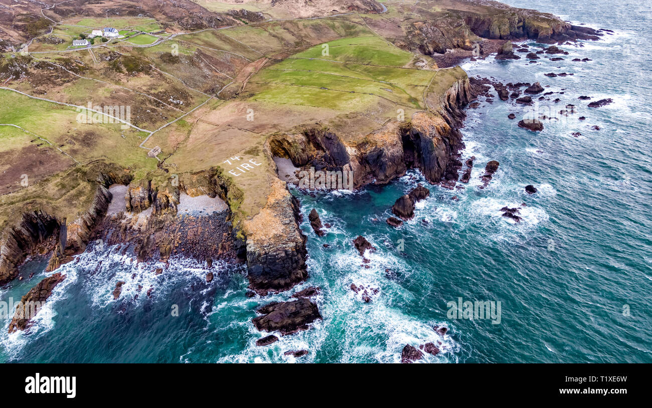Aerial view of the Wild Atlantic Coastline by Maghery, Dungloe - County ...