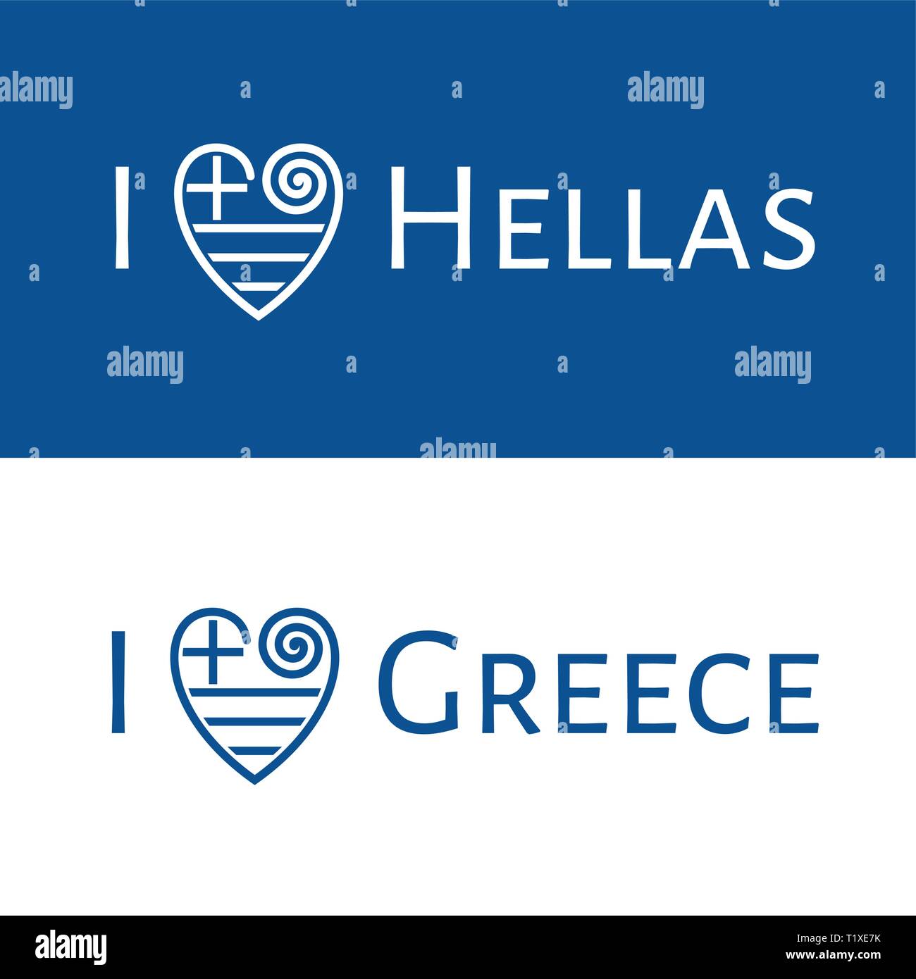 I love Greece vector banner for T-shirt, postcards and souvenirs Stock ...