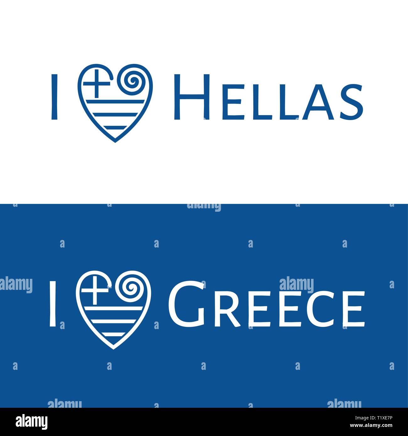 I love Greece vector banner for T-shirt, postcards and souvenirs. I ...