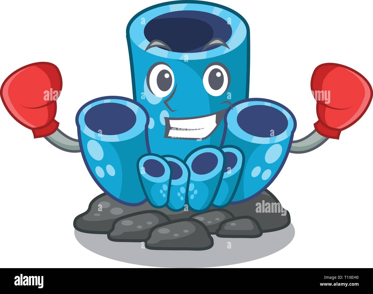 Boxing blue sponge coral the shape cartoon Stock Vector Image & Art - Alamy