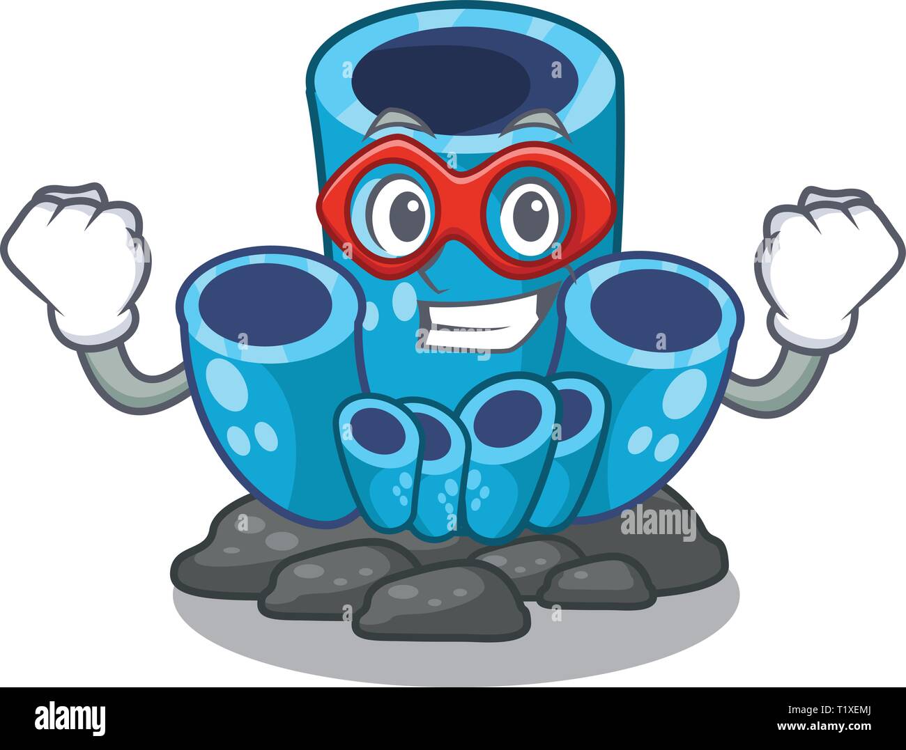 Super hero blue sponge coral in character aquarium Stock Vector Image ...