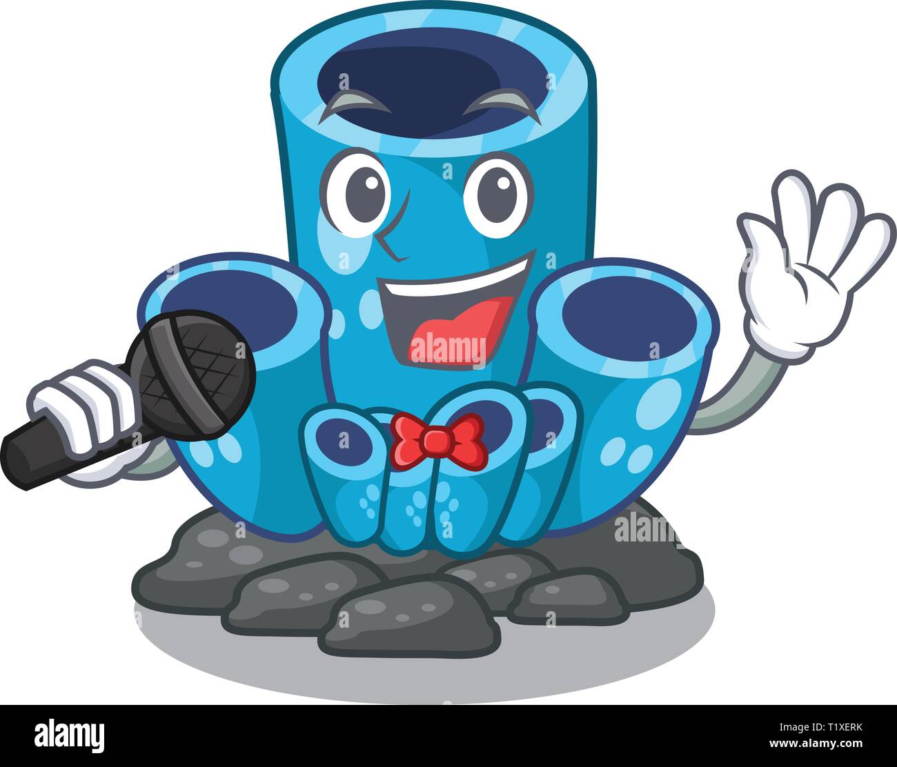 Singing blue sponge coral isolated the mascot Stock Vector Image & Art ...