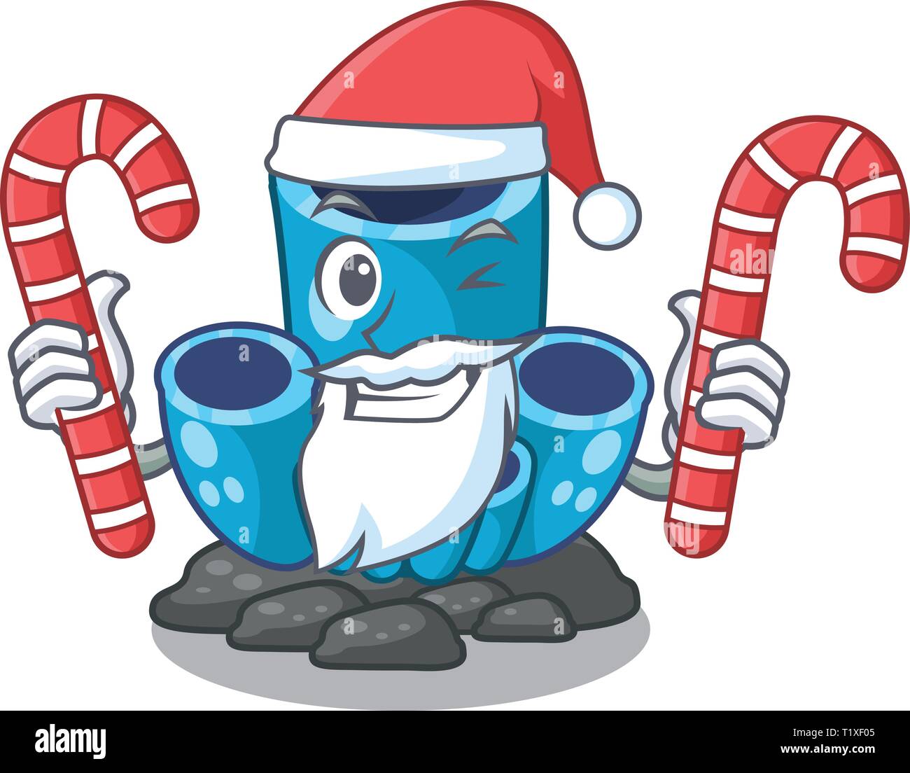 Santa with candy blue sponge coral under sea cartoon Stock Vector Image ...