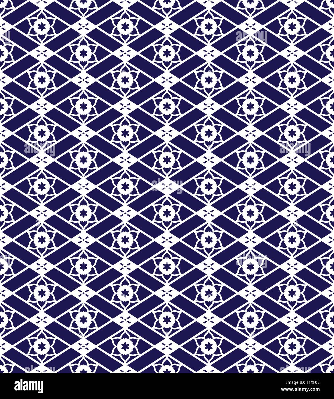 Blue and white Japanese vector seamless pattern Stock Vector Image ...