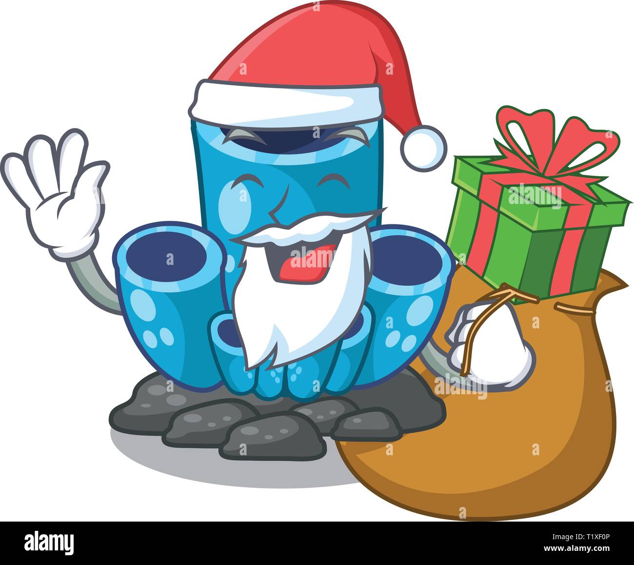 Santa with gift blue sponge coral under sea cartoon Stock Vector Image ...
