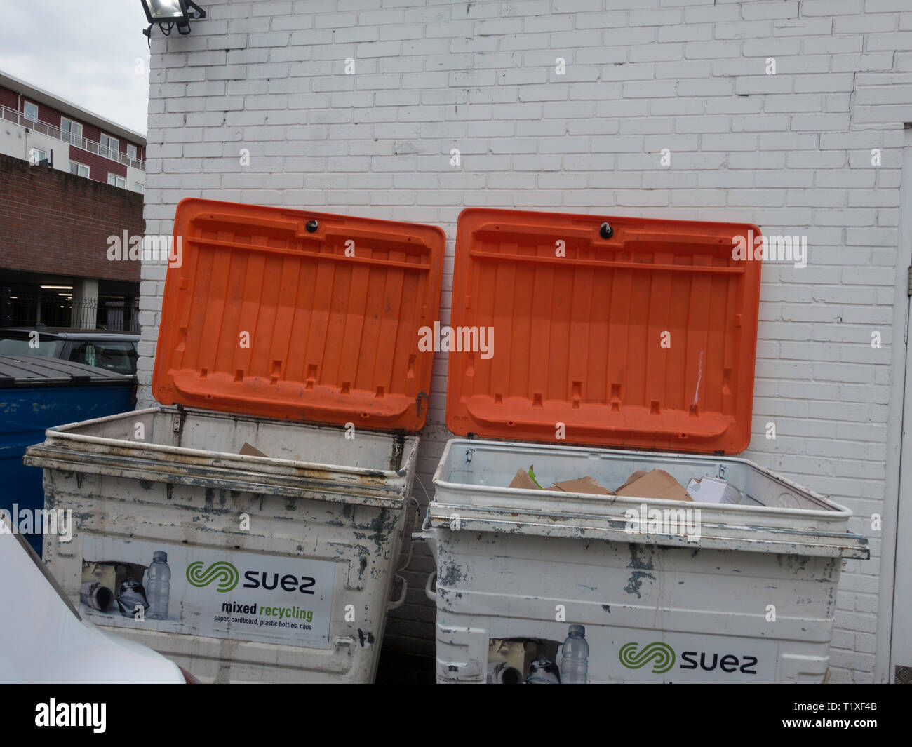 Two movable garbage bins Stock Photo - Alamy