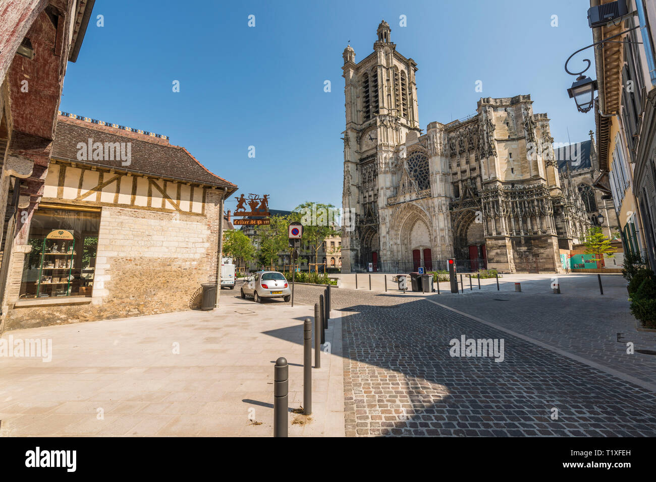 Troyes (north-eastern France): “place Saint-Pierre” square and Troyes ...